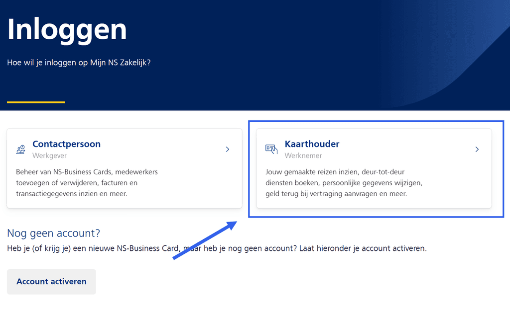 Hoe upload ik de reizen van mijn NS Business Card?
