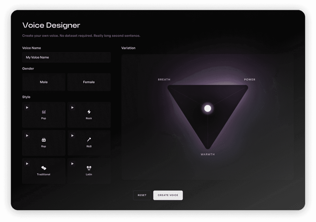 Voice Designer | Create new singing voices from scratch