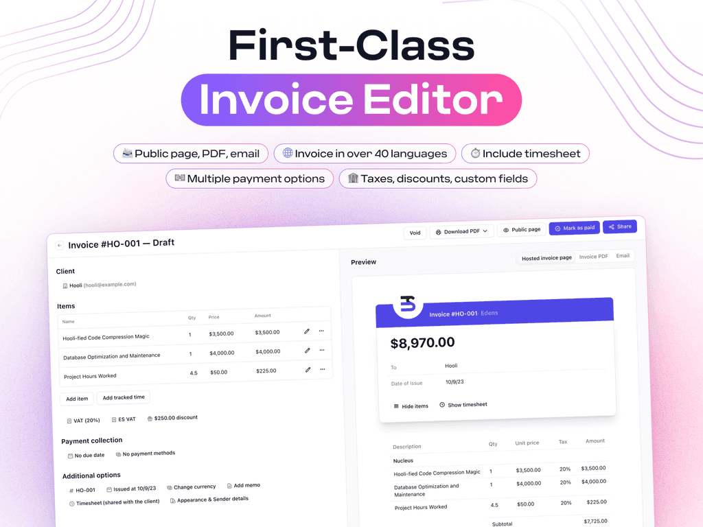 New invoice editor – Edens