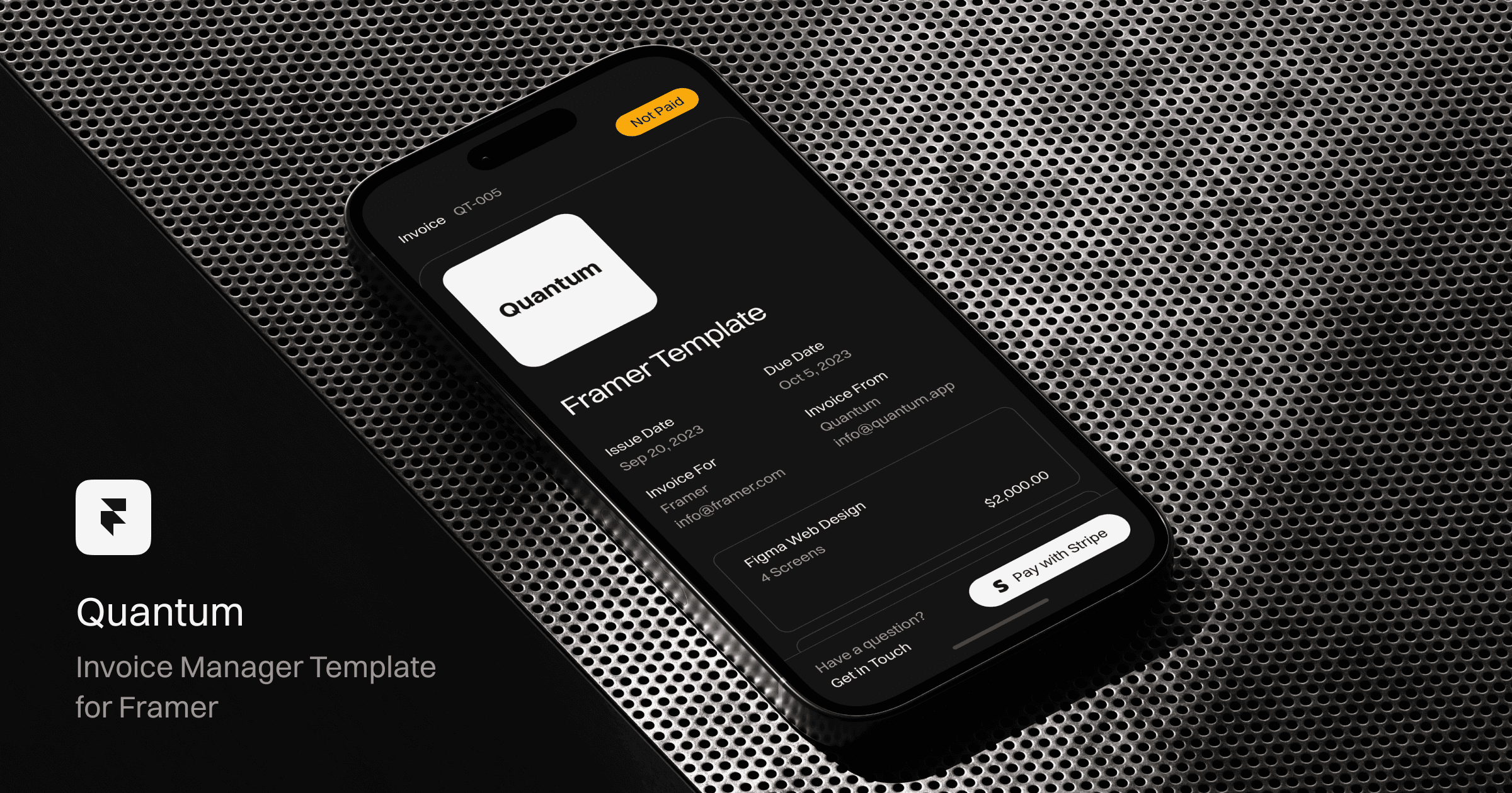 Quantum | Invoice Manager Template for Framer