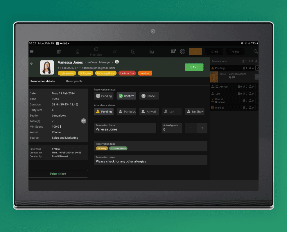 Restaurant Reservations & Table Management Software | SerVme