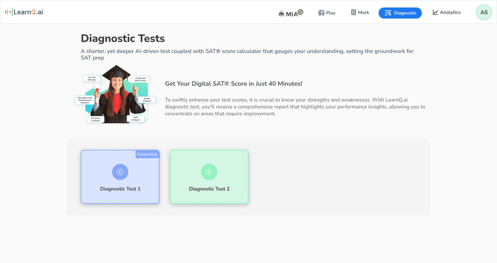 Digital SAT® Diagnostic Test With AI SAT Score Calculator