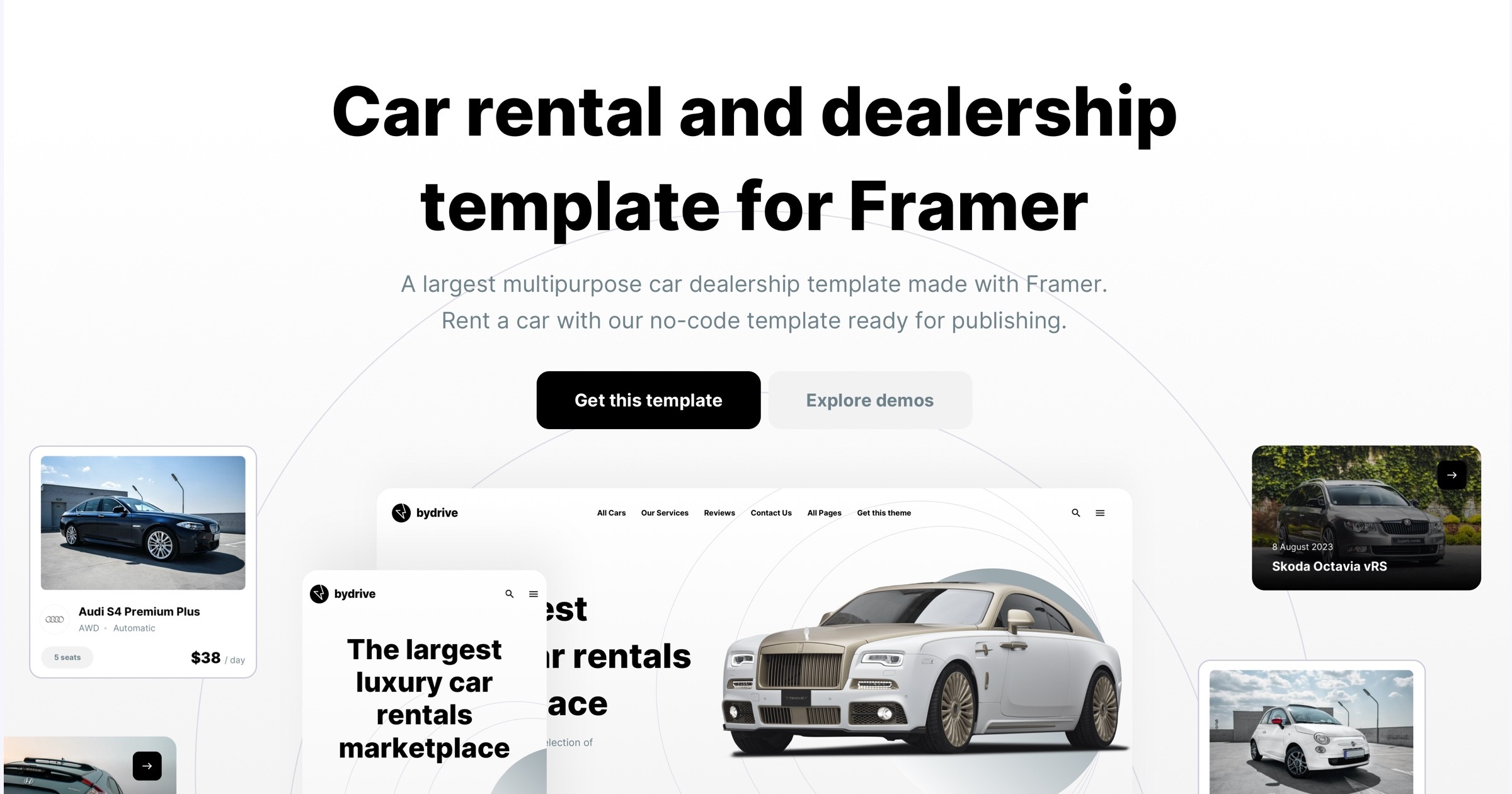 ByDrive - car rental and auto dealership template for Framer