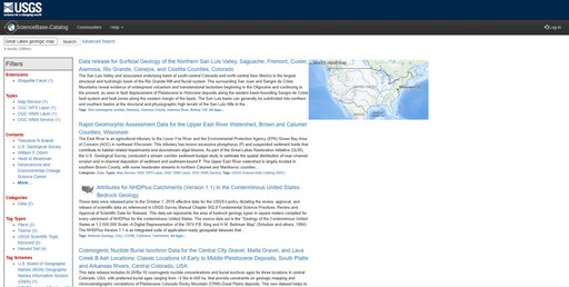 Geological data from the USGS website