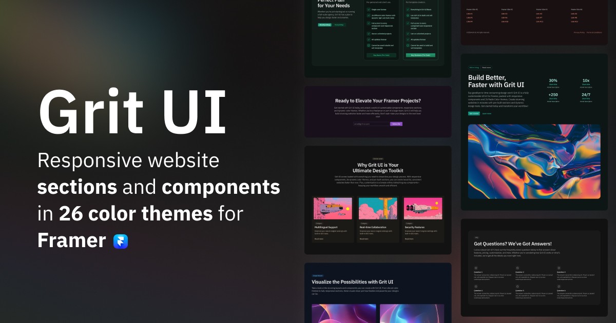 Grit UI — Framer UI Kit & Design System