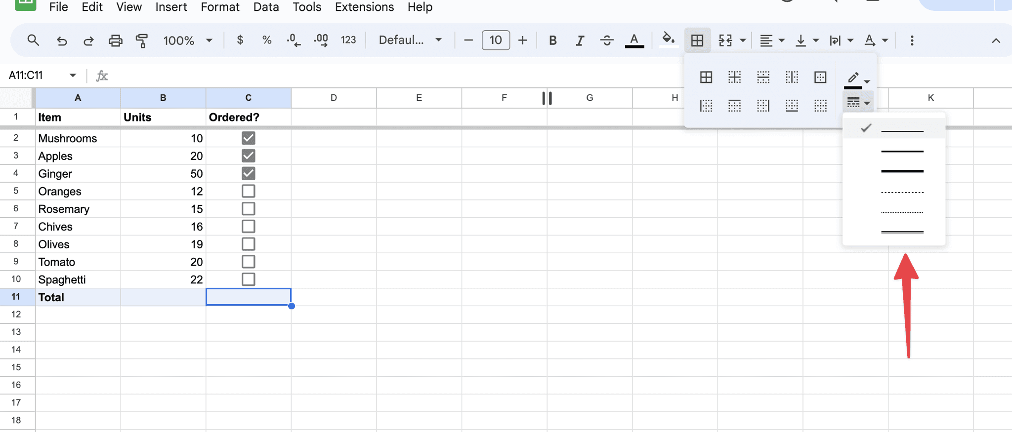 How to Add Borders in Google Sheets