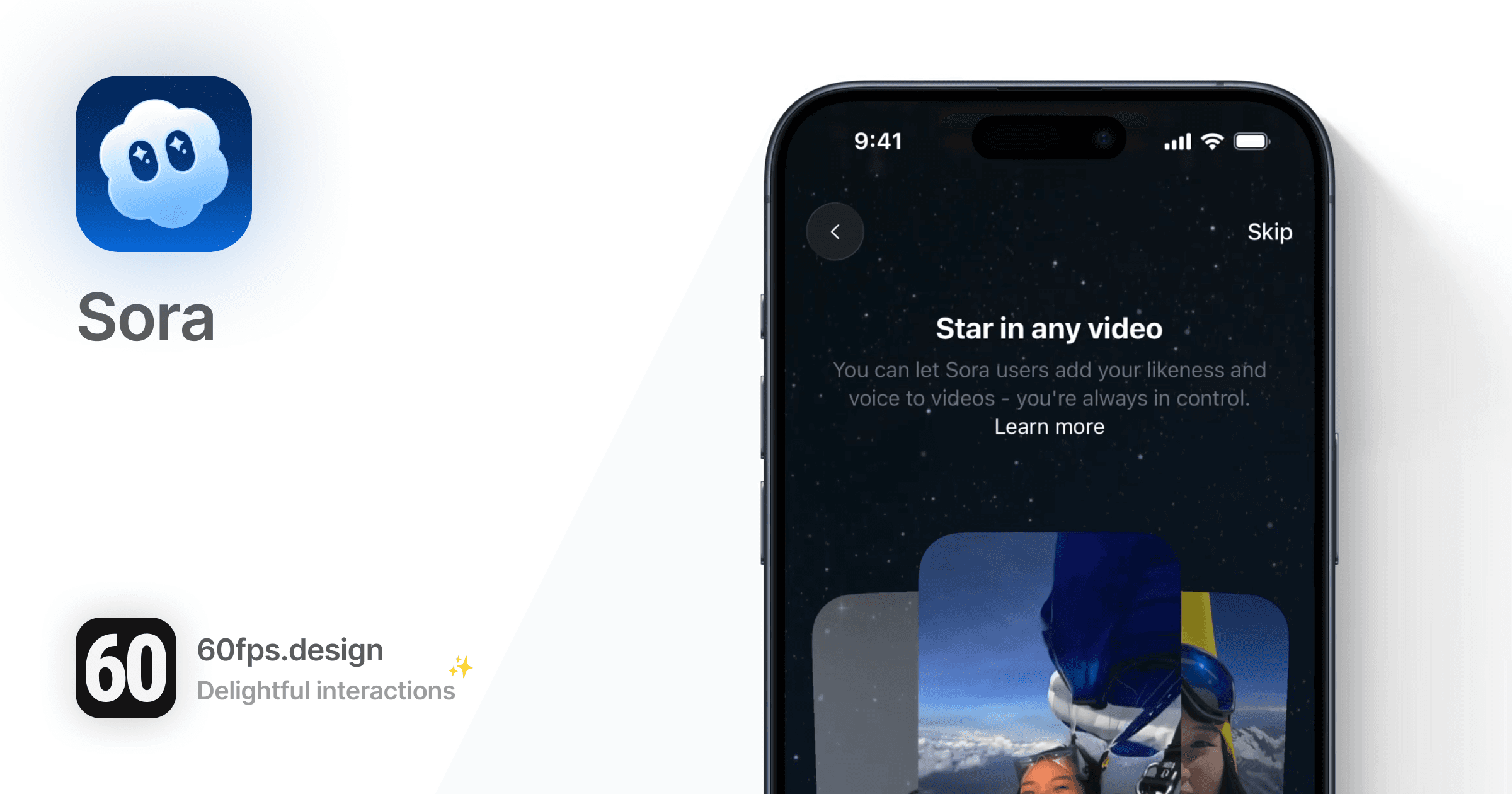 Sora iOS App UI/UX animation