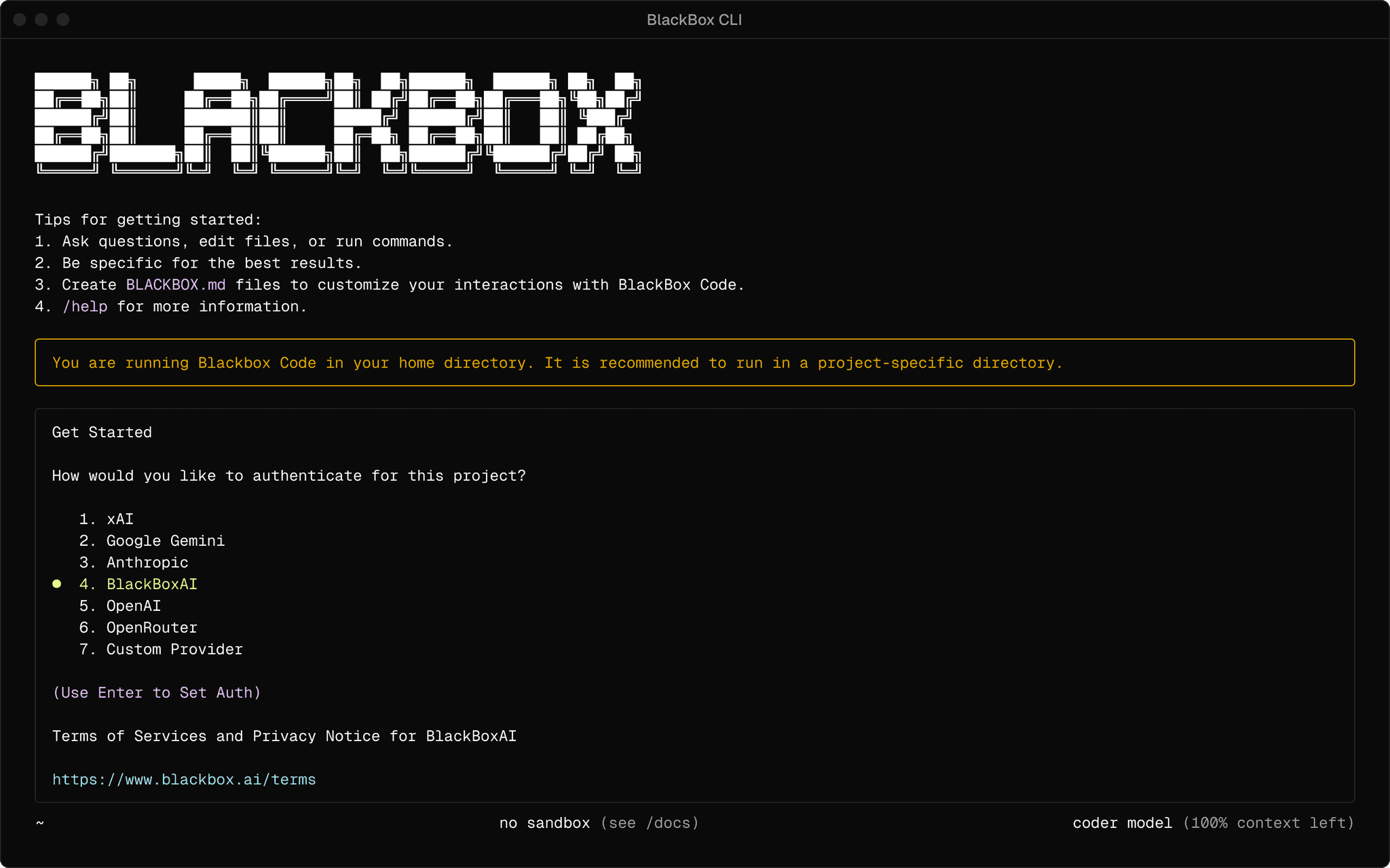 BLACKBOX CLI