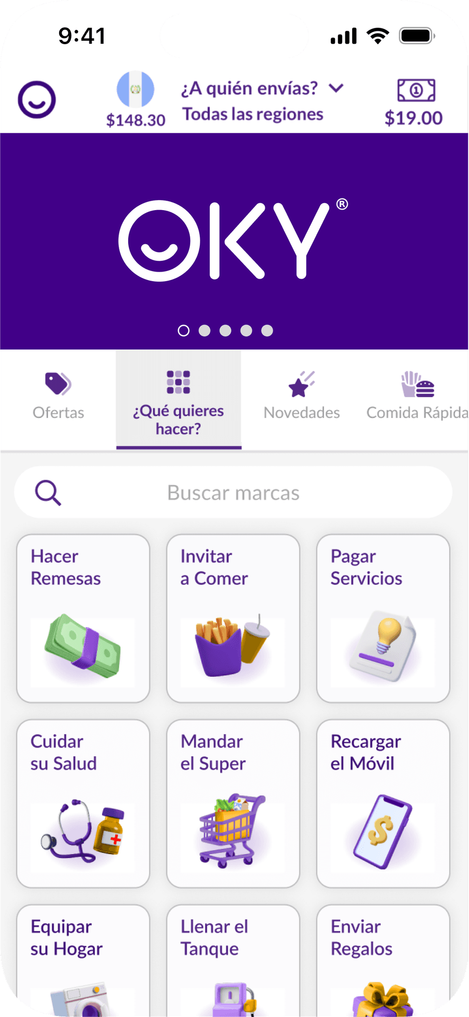 OKY App – Envía vales prepagados de USA a Latinoamérica