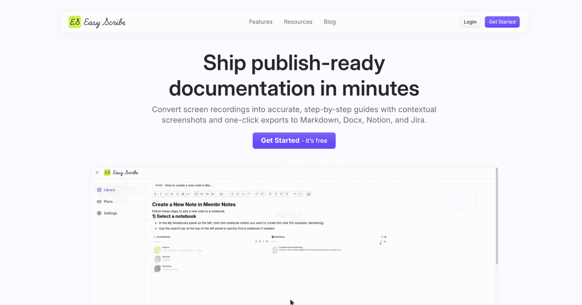 Easy Scribe - Rich documentation from screen recordings