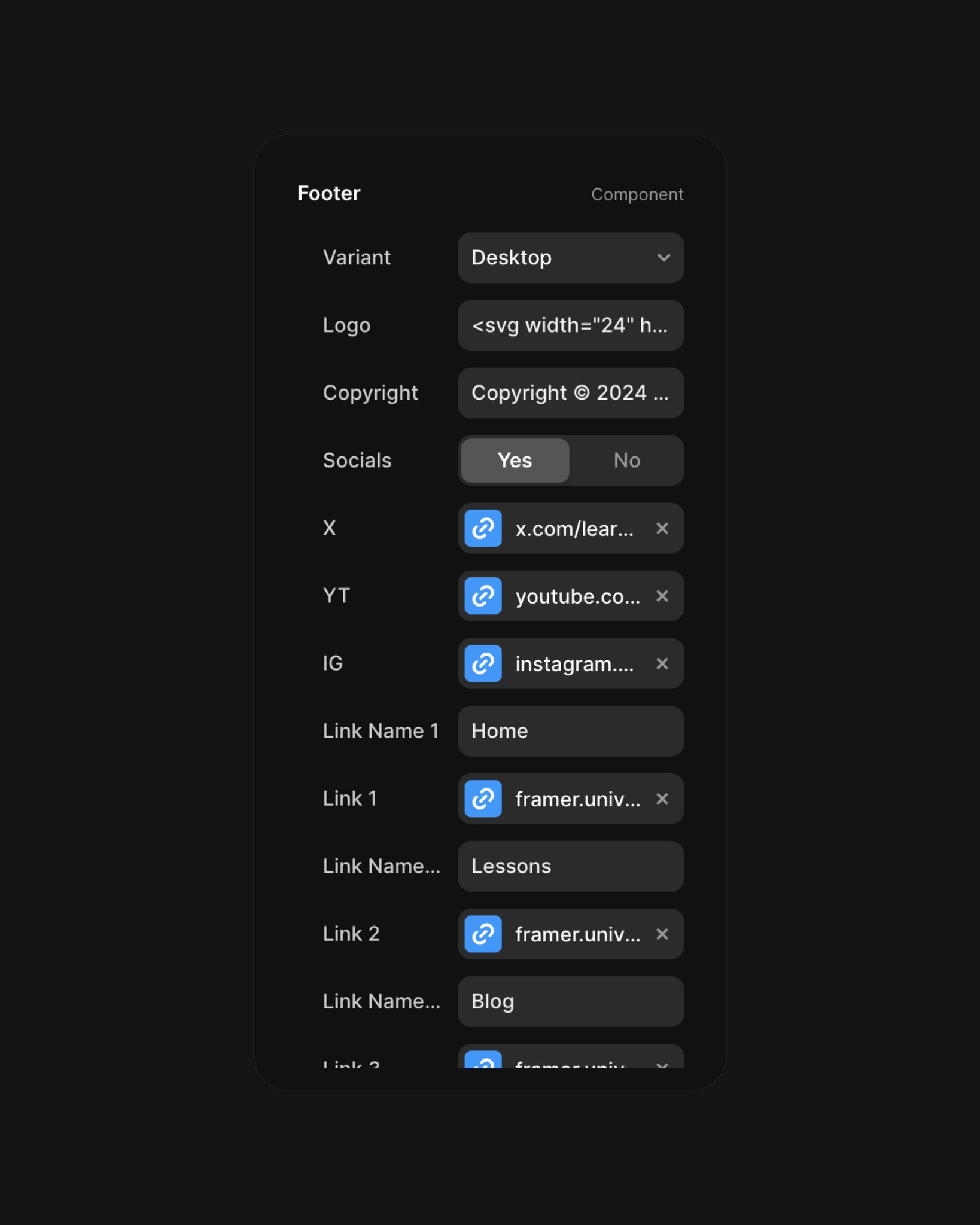 Simple Footer Component in Framer — Framer Resource