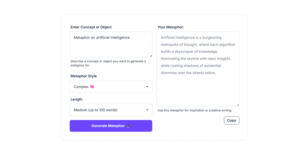 AI Metaphor Generator - Free Tool