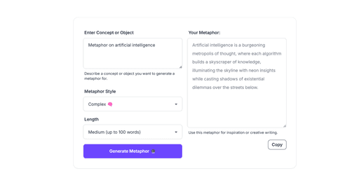 AI Metaphor Generator - Free Tool