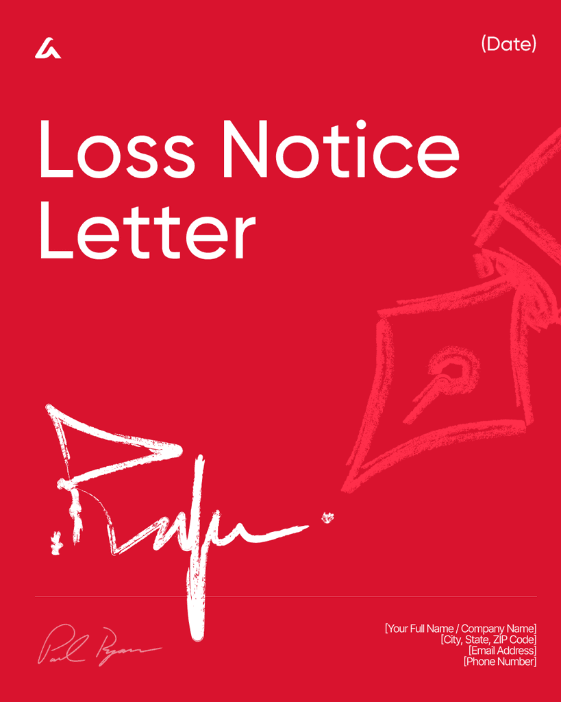 Free Loss Notice Letter Template: Insurance Claim Details, Date ...