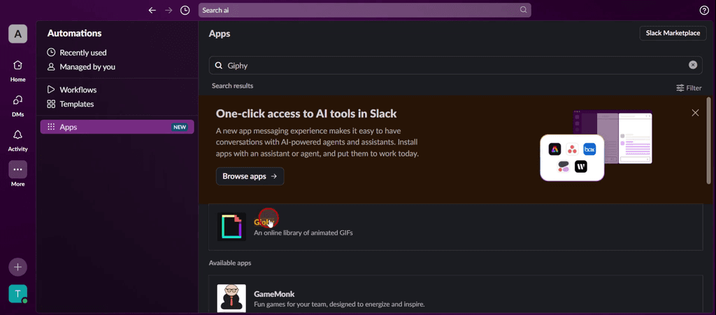 How to Add Giphy to Slack - 1 minute video guide