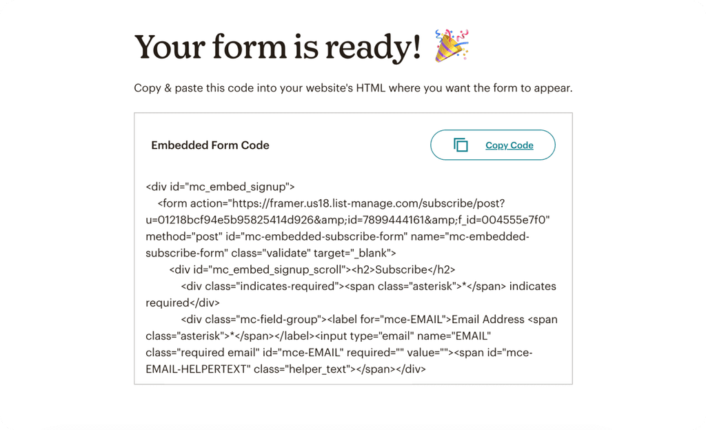 How to add Mailchimp to your website — Framer Help