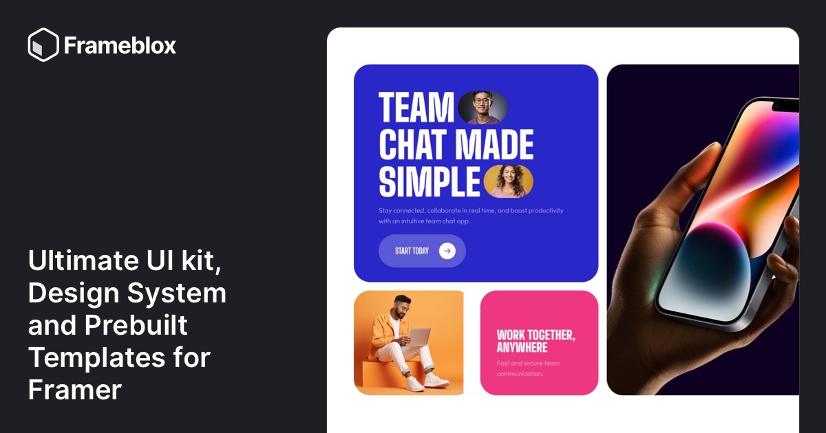 Day 44 - Bento grid hero component for Framer - Frameblox UI kit