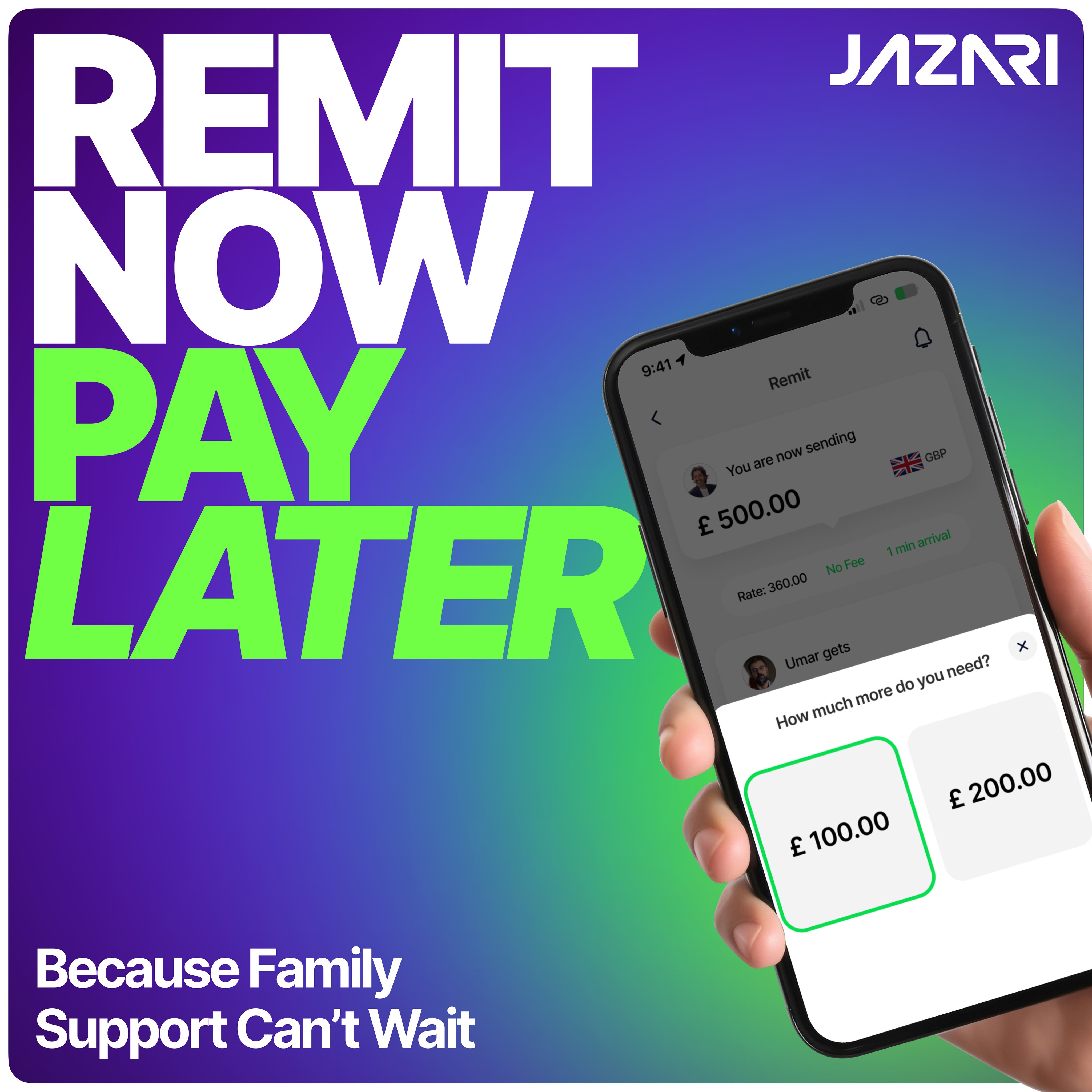 Jazari — Remit Now Pay Later