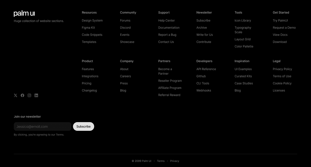 Palm UI - Website section library for framer and figma