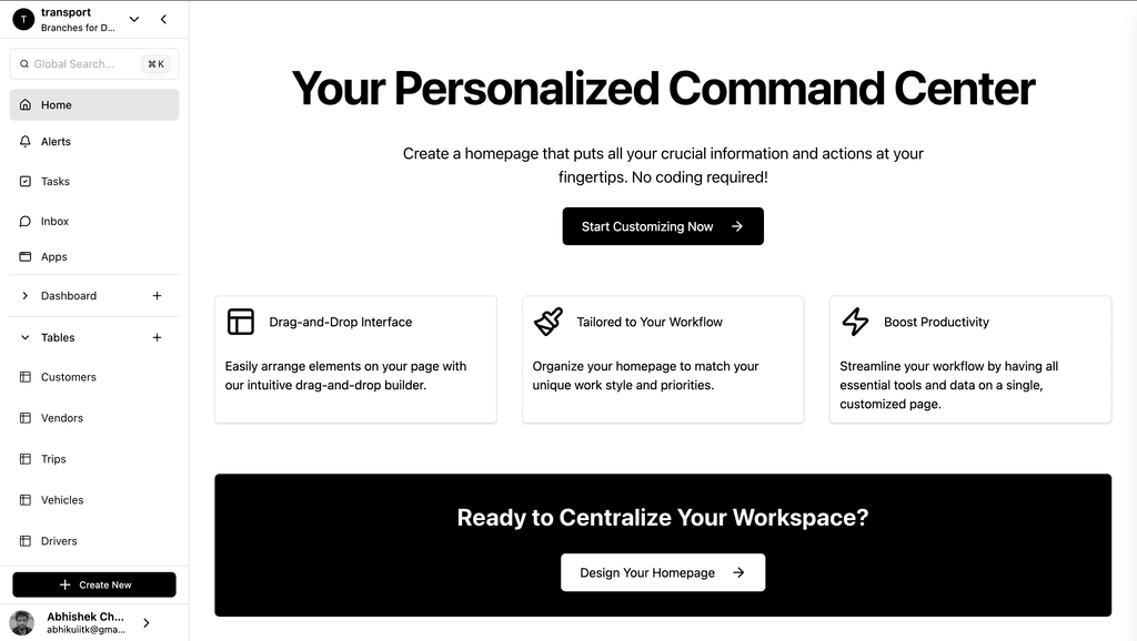 Create custom AI powered business softwares without code - CRM, Accounting, Order Management