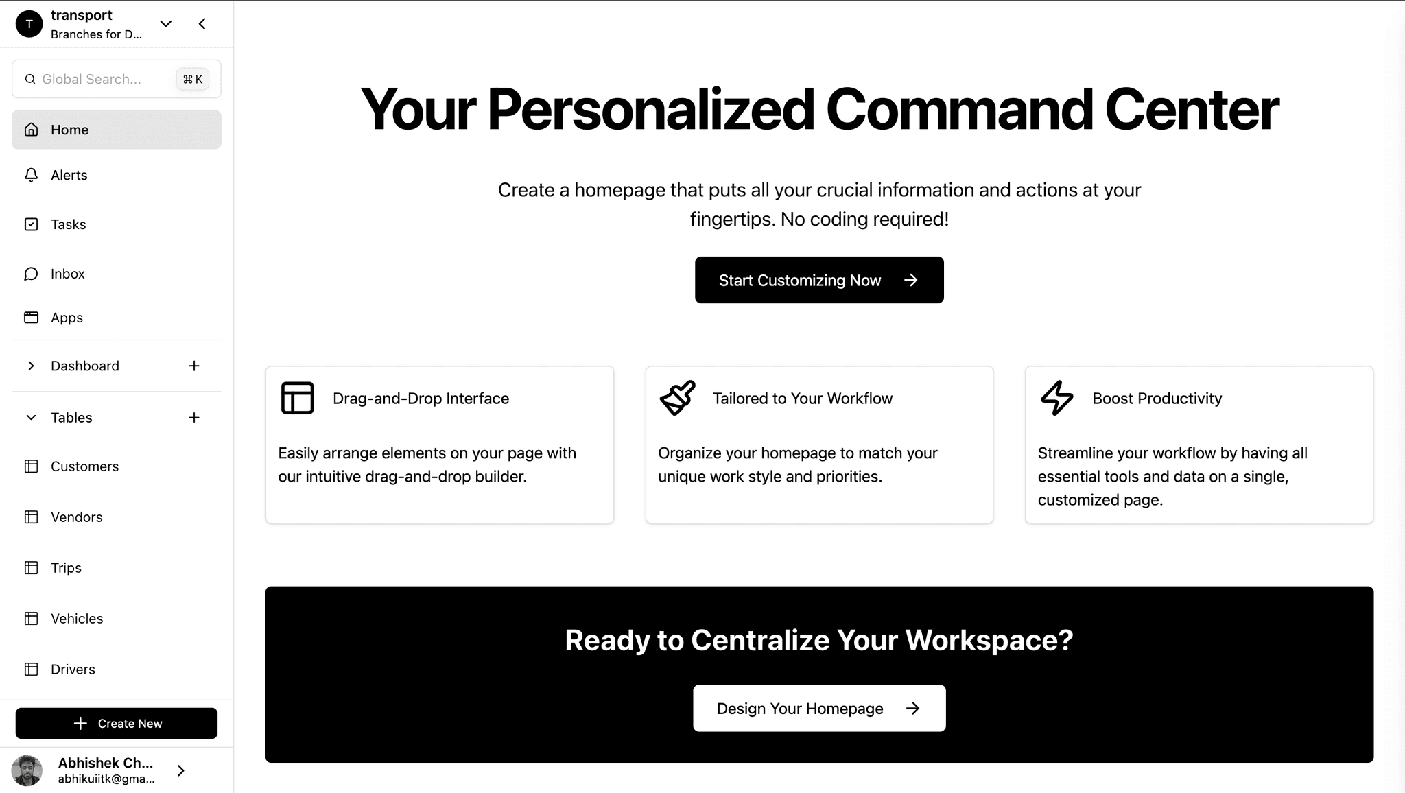 Create custom AI powered business softwares without code - CRM, Accounting, Order Management