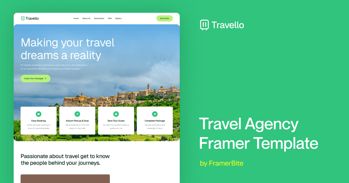 Travello - Travel Agency Framer Template