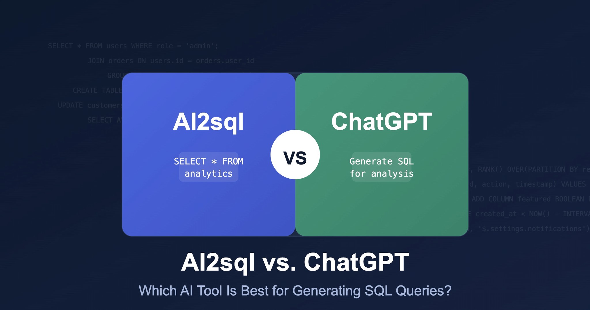 AI2sql vs. ChatGPT: Which AI Tool Is Best for Generating SQL Queries? - AI2sql.io