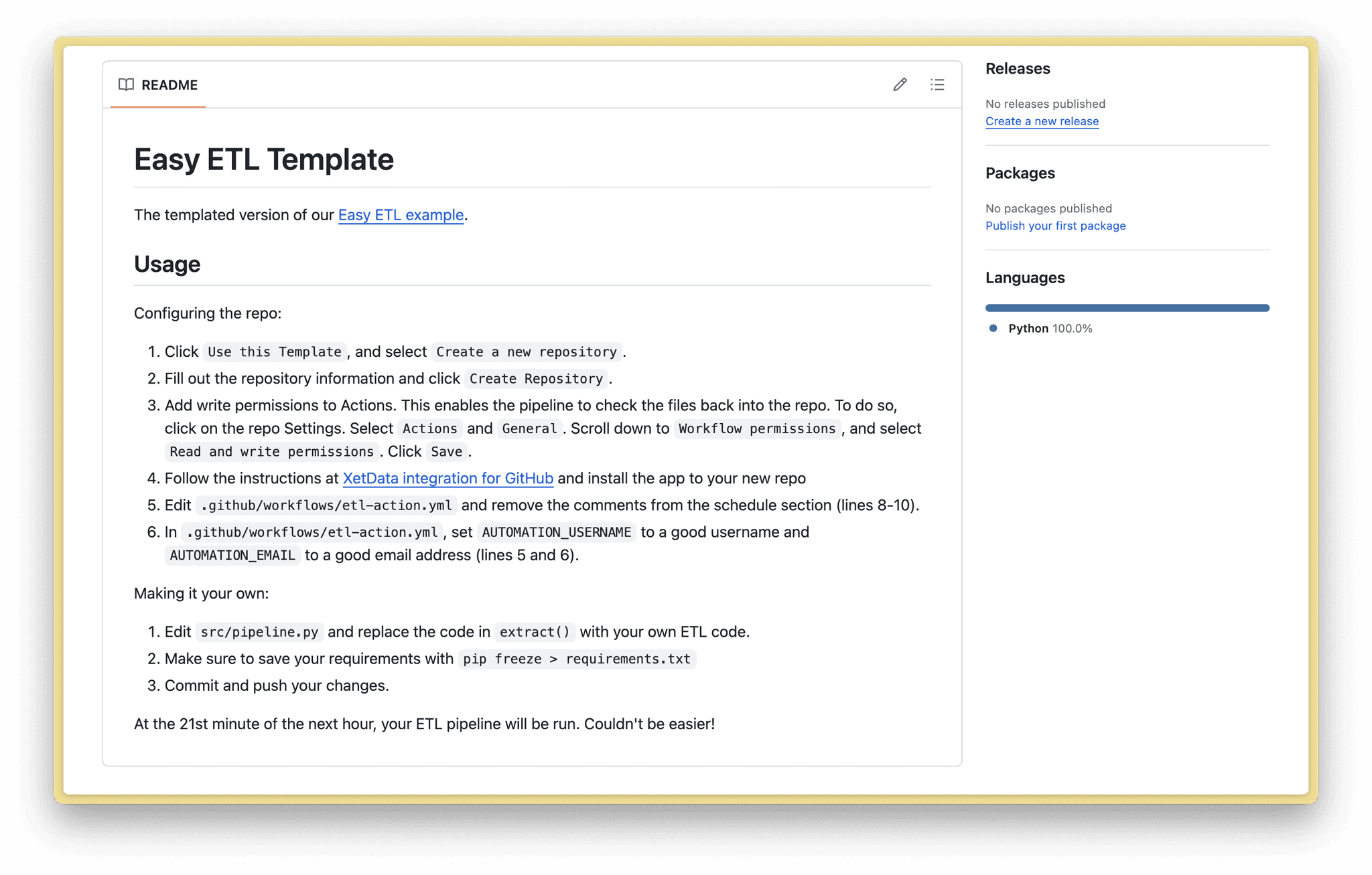 Xethub Run Simple Etl Pipelines Inside Github Using Git Xet And Github Actions