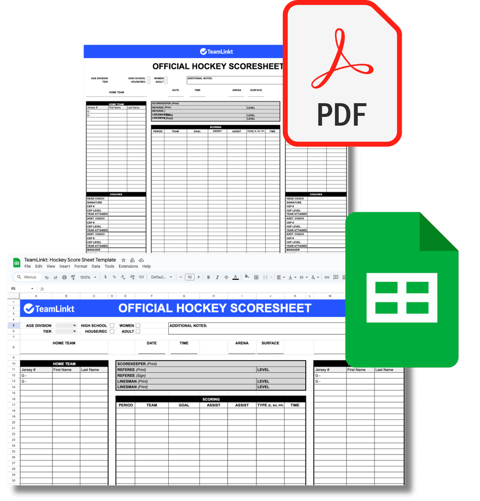 Hockey Score Sheet PDF Template | TeamLinkt