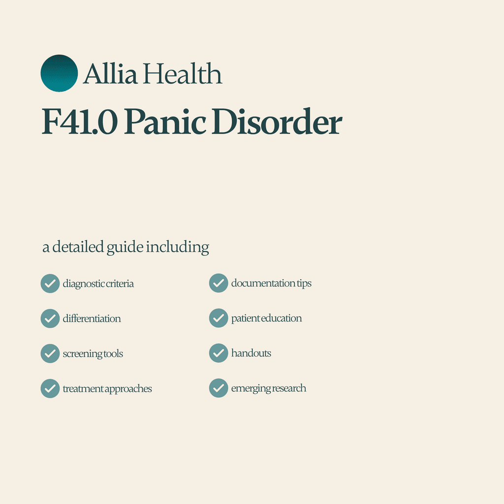 F41.0 Panic Disorder: Comprehensive Guide for Mental Health Professionals - Allia Health