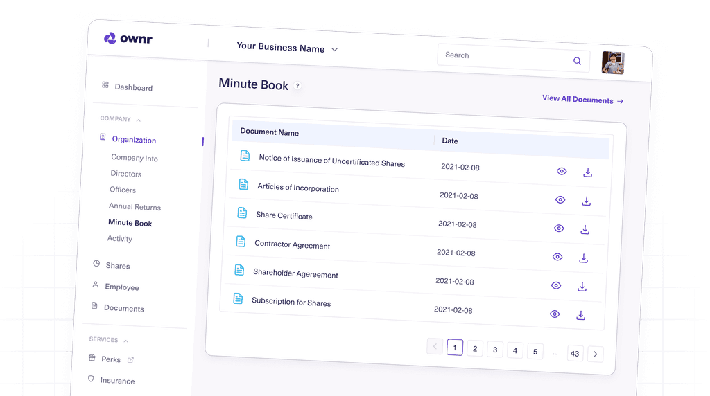 Online Minute Book | Ownr