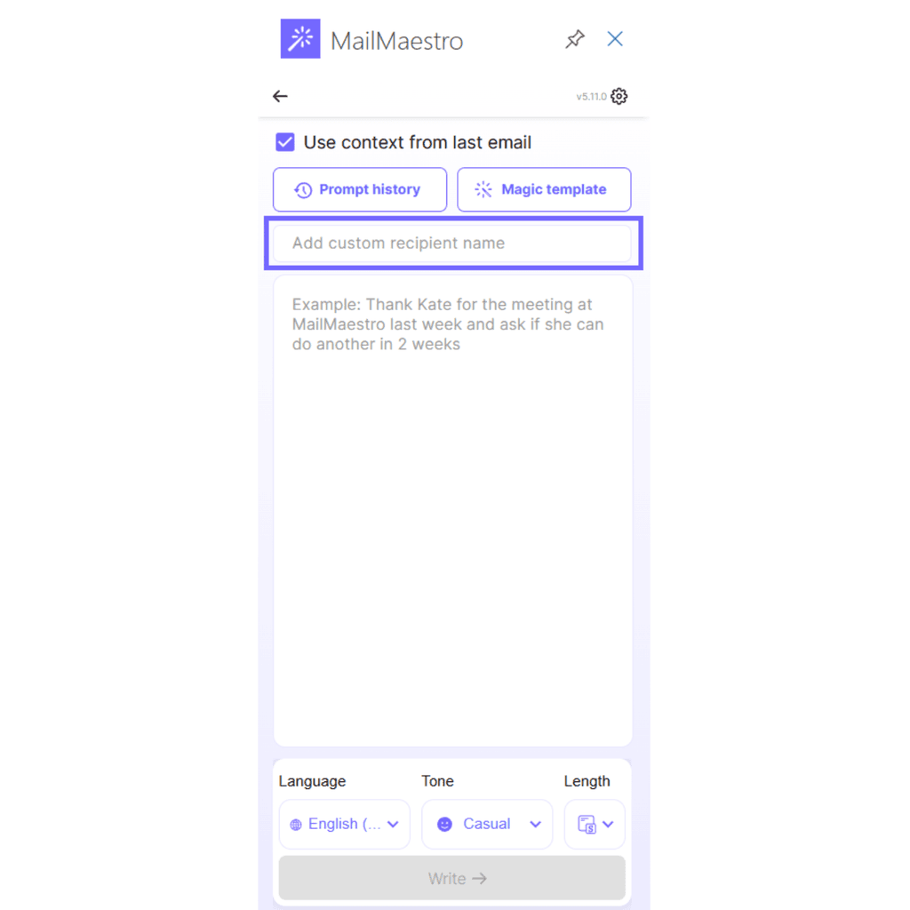 Recipient box | MailMaestro