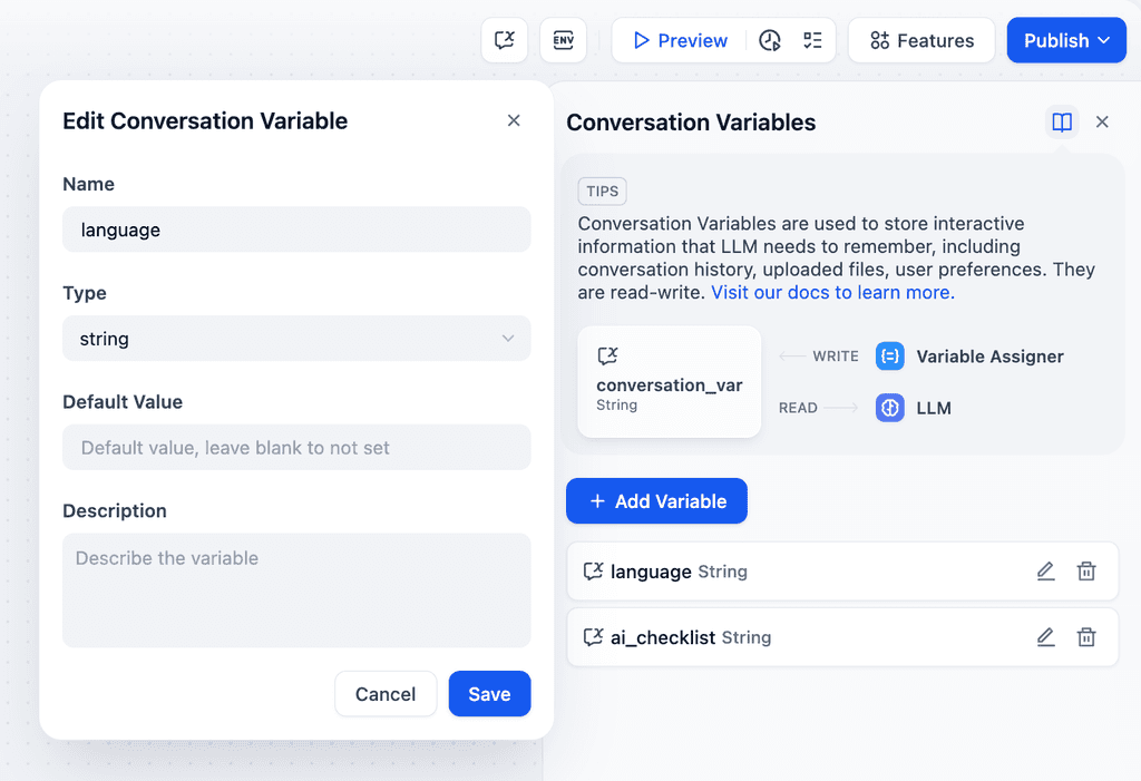 Dify v0.7.0: Enhancing LLM Memory with Conversation Variables and Variable Assigners - Dify Blog