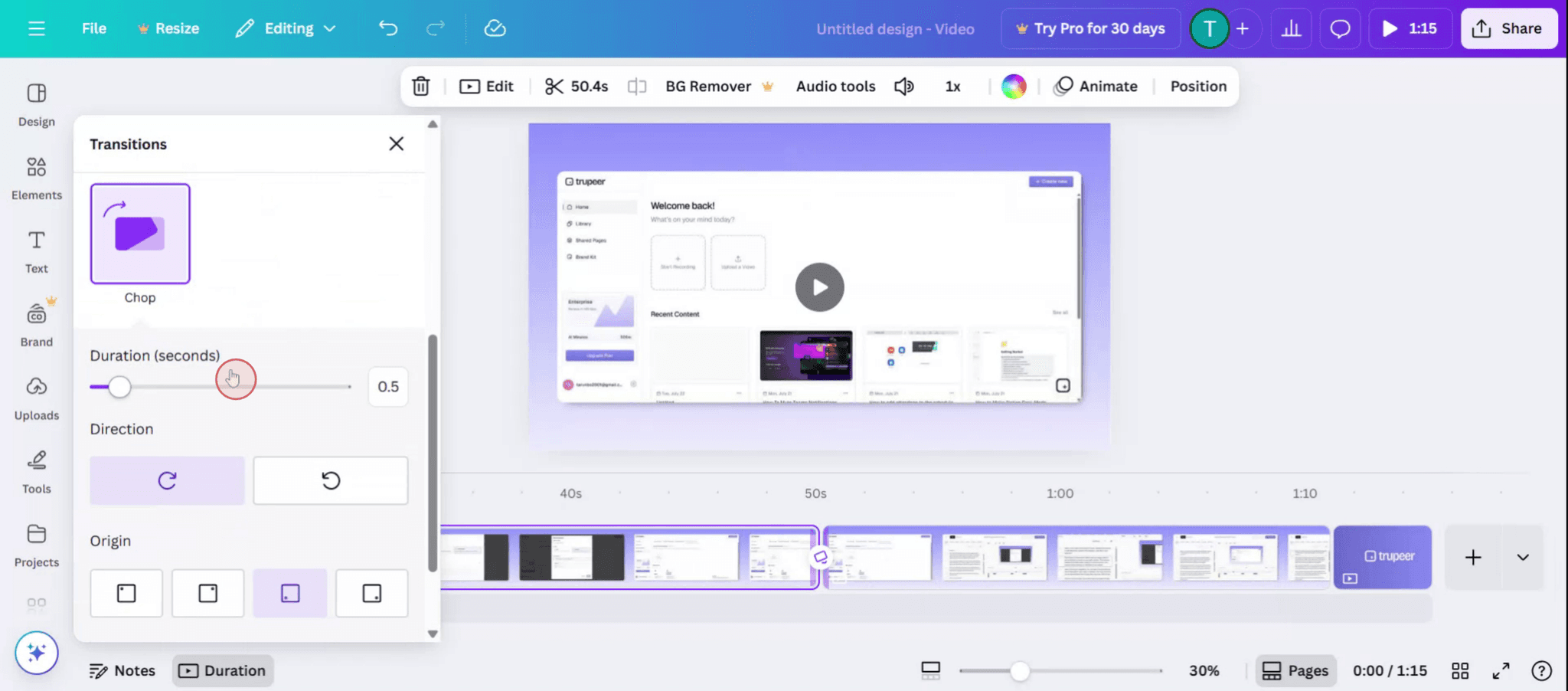 How to Add Transitions in Canva - 1 minute video guide
