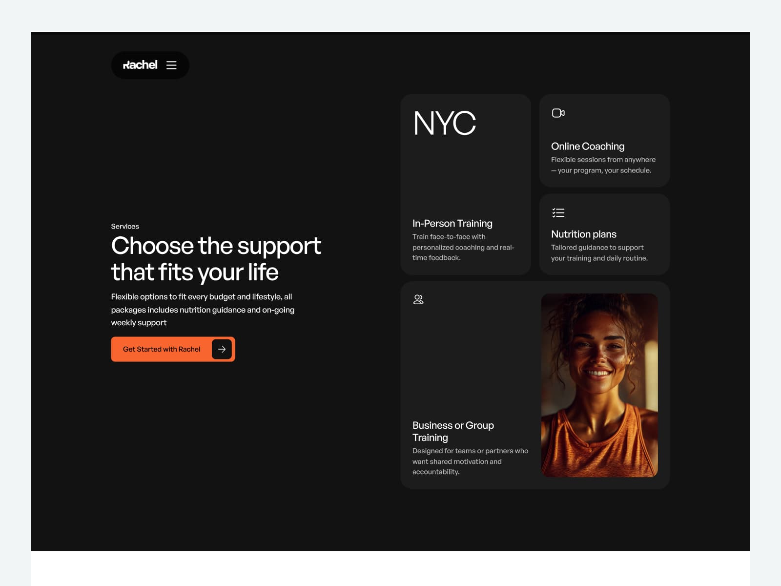 Rachel Fit - Personal Fitness Trainer Template | Framer - DjectStudio
