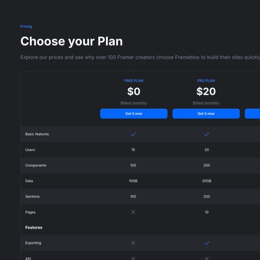 Frameblox - Ultimate Framer UI kit; design system & components library