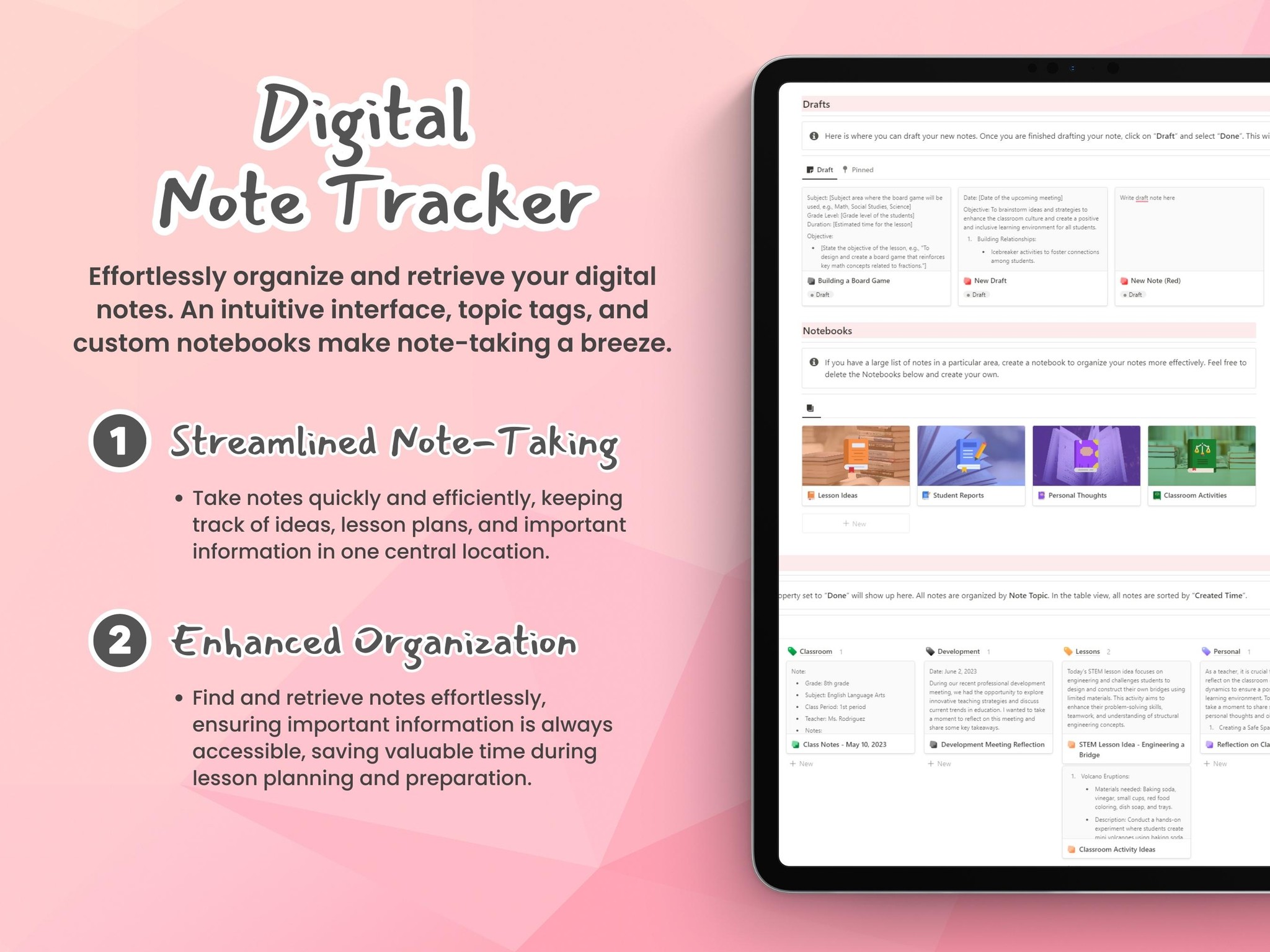 Notion For Teachers: Templates | Notion Note Tracker