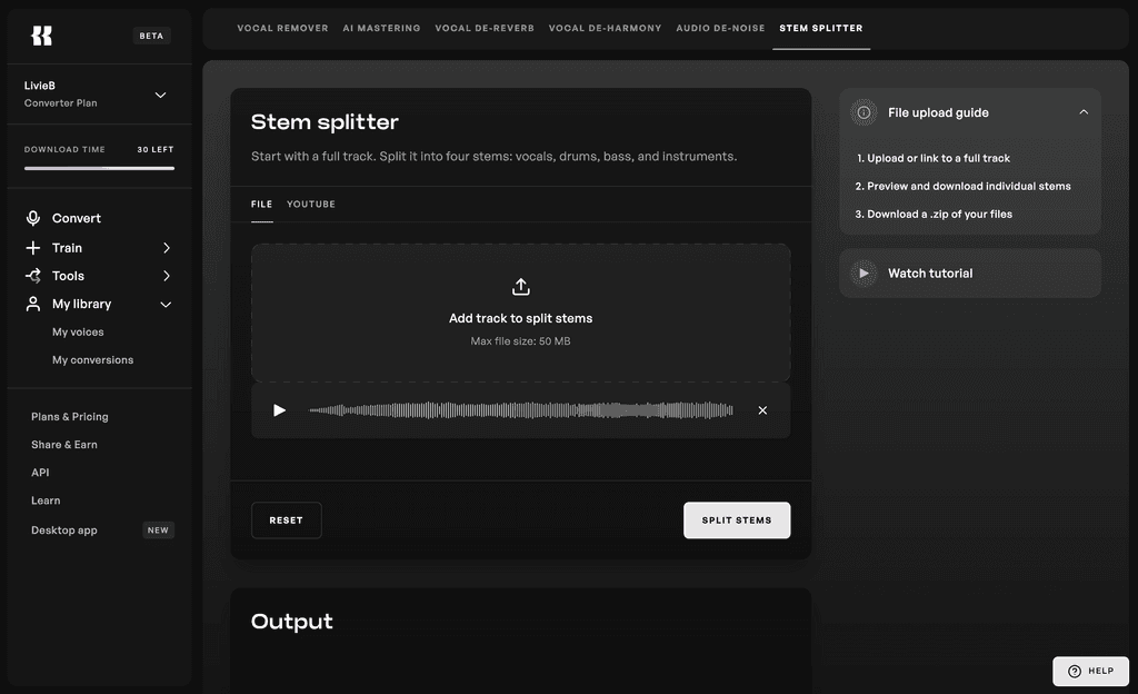 Stem Splitter | Upload a file and get stems in seconds.