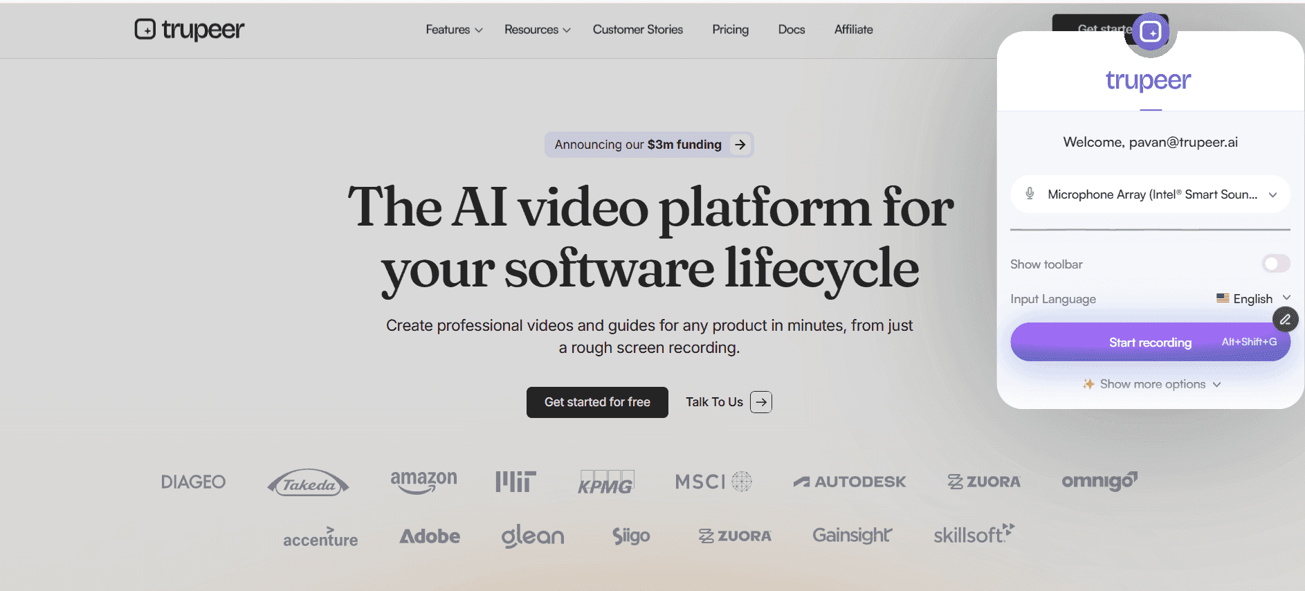 步骤记录器软件 - Trupeer | 几分钟内制作 AI 驱动的产品视频和文档