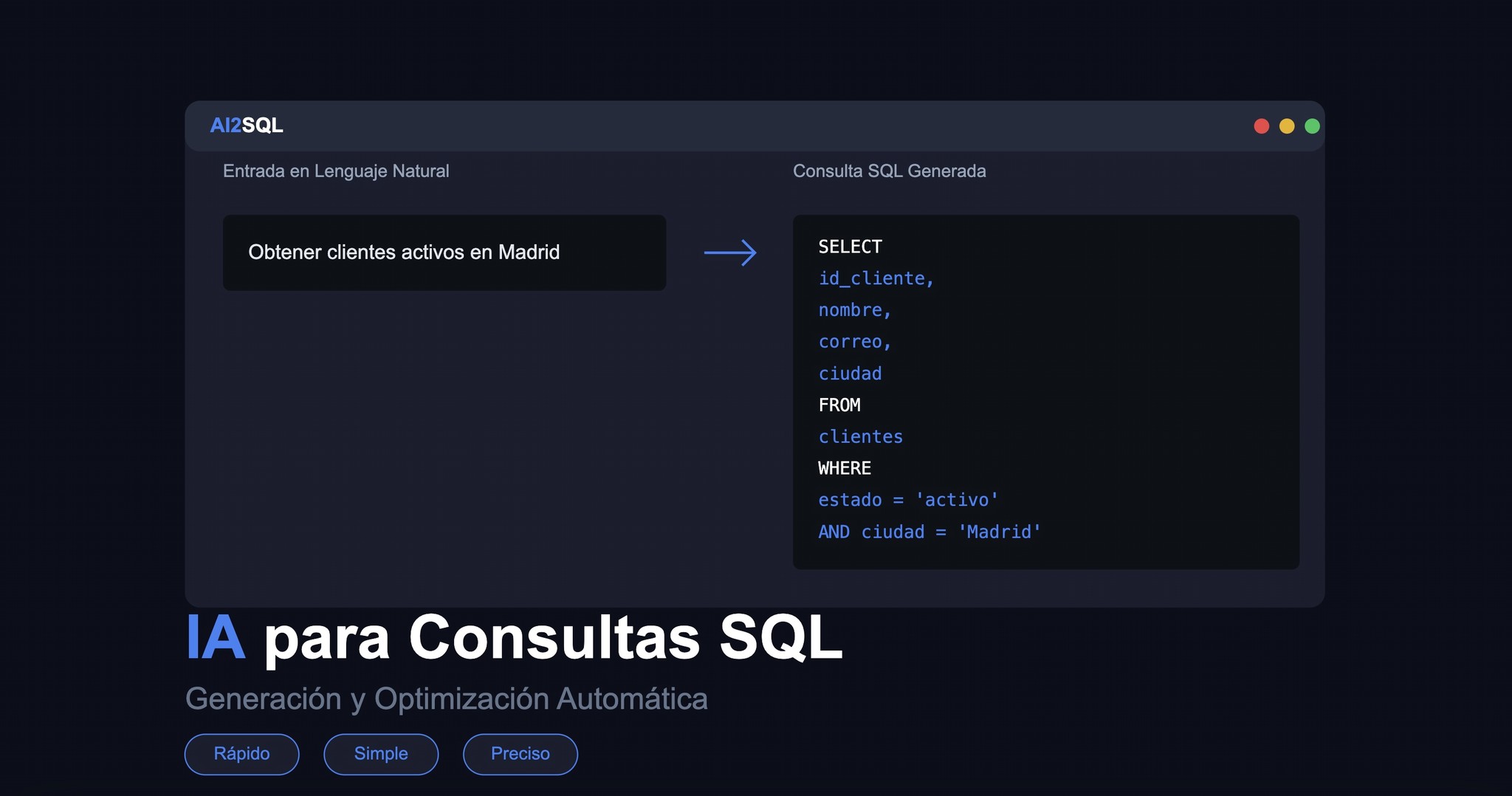 IA para Consultas SQL: Generación y Optimización de Consultas en Español - AI2sql.io