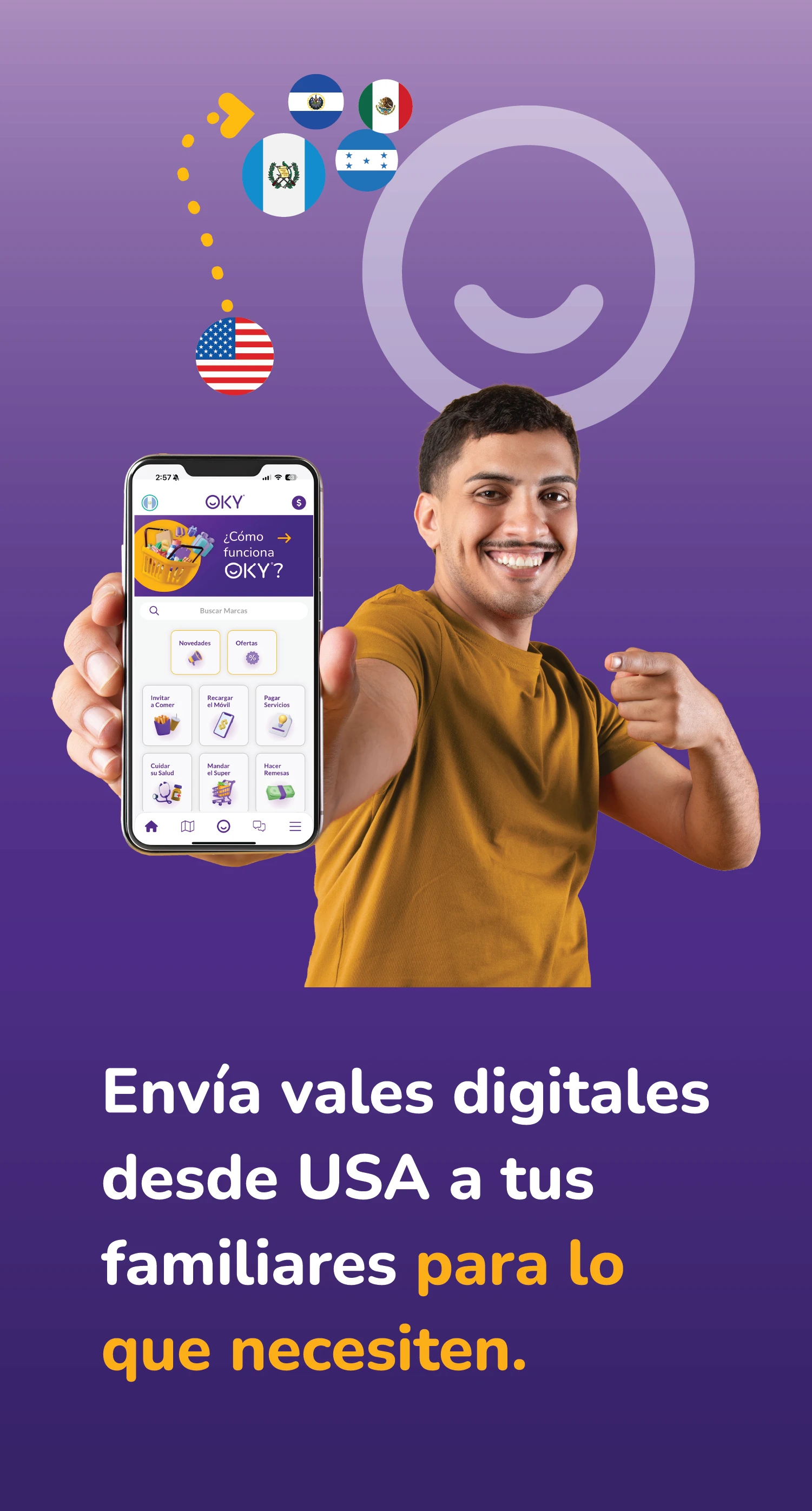 OKY App - Send prepaid vouchers from the USA to Latin America