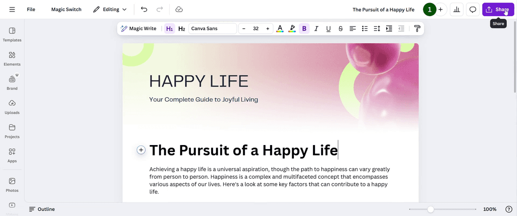 How to Use Magic Write in Canva – AI Text Generator Guide - 1 minute ...