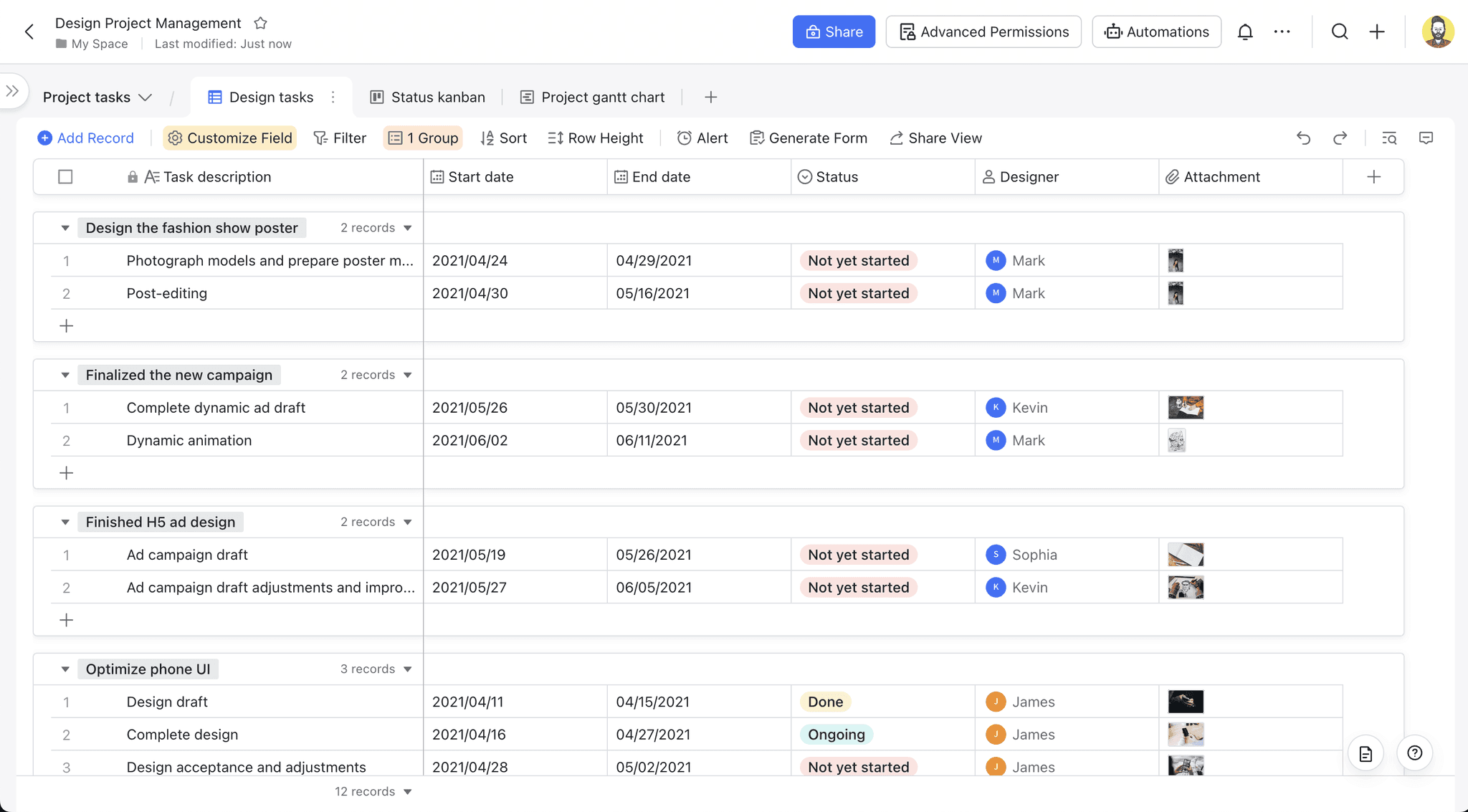 Design Project Management Template | Lark Templates