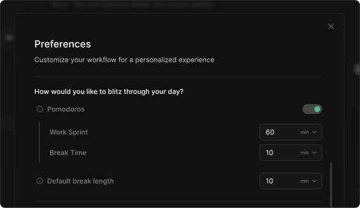 Blitzit: Preferences