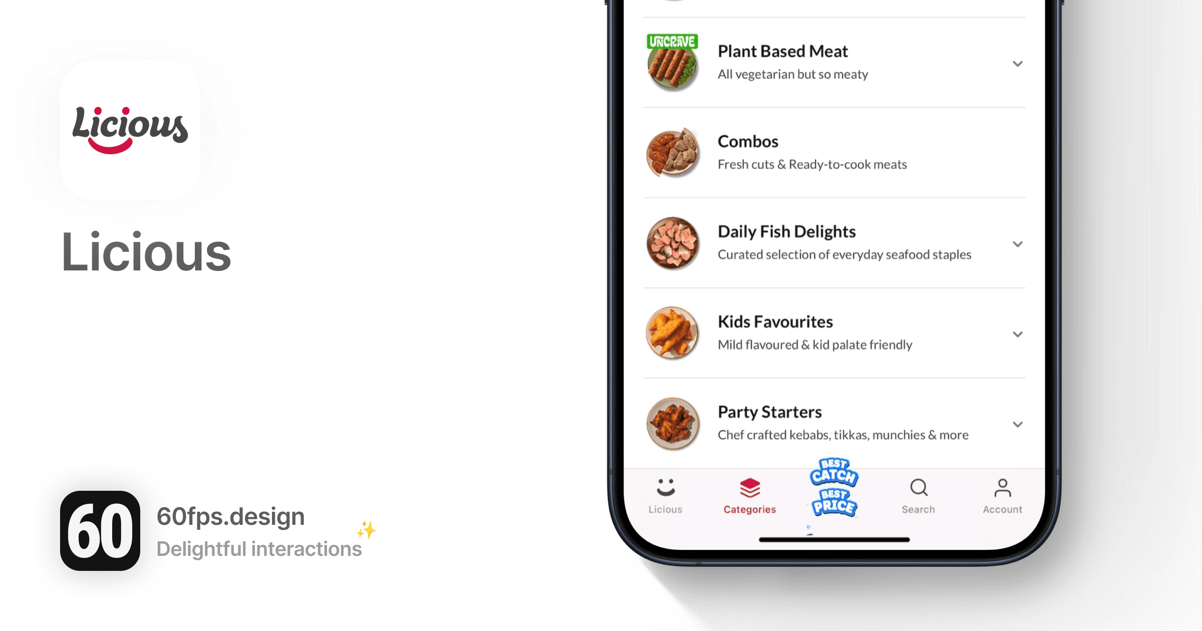 Licious iOS App UI/UX animation