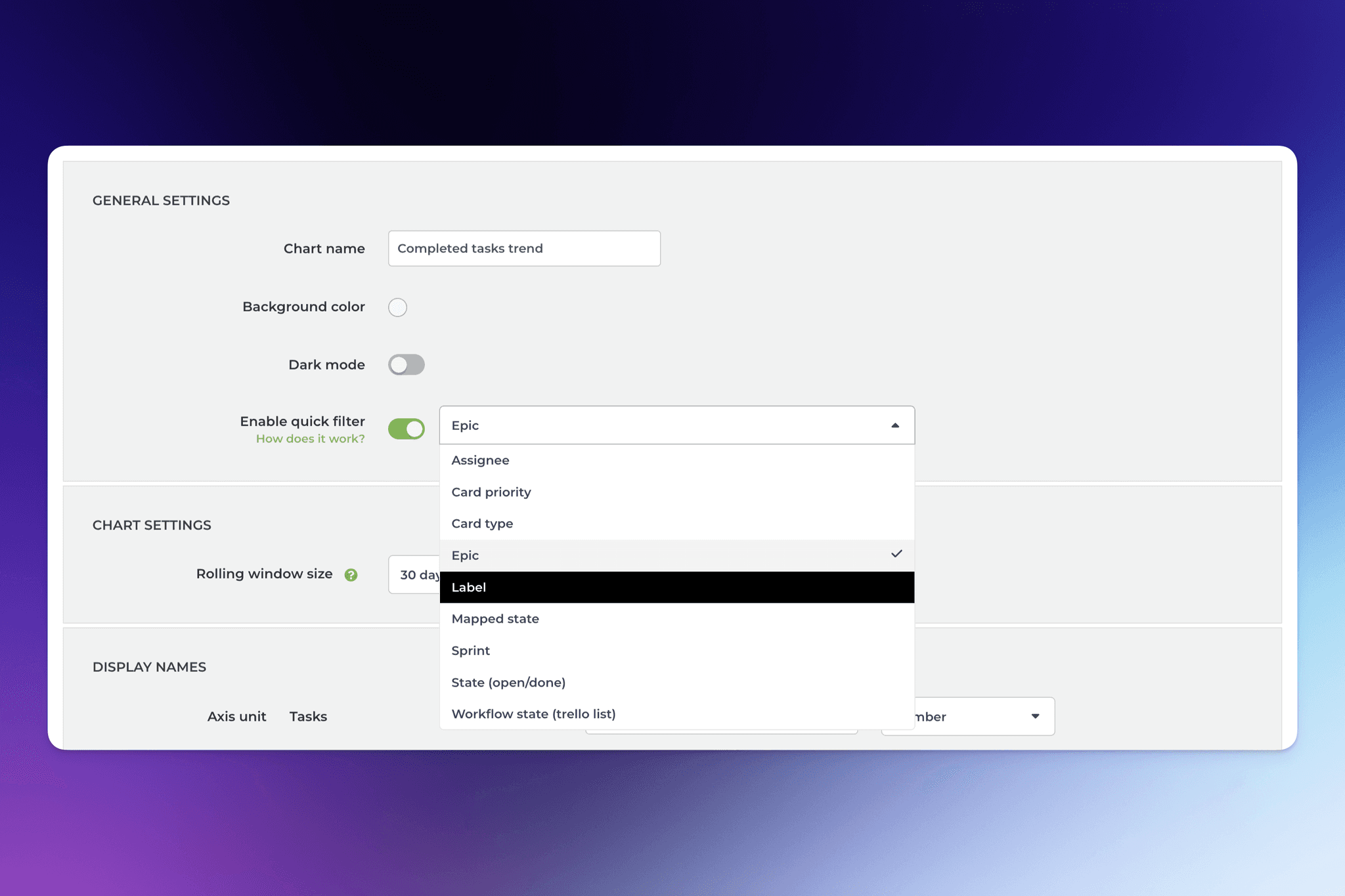 Set a filter for a chart - Screenful Guide
