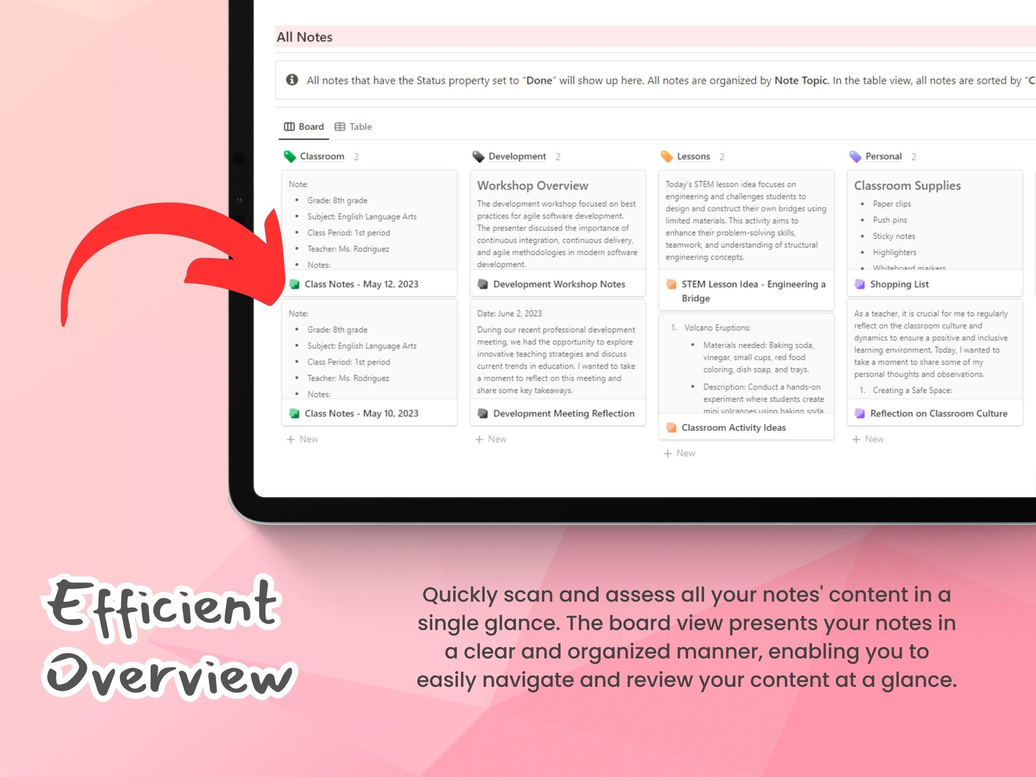 Notion For Teachers: Templates | Notion Note Tracker