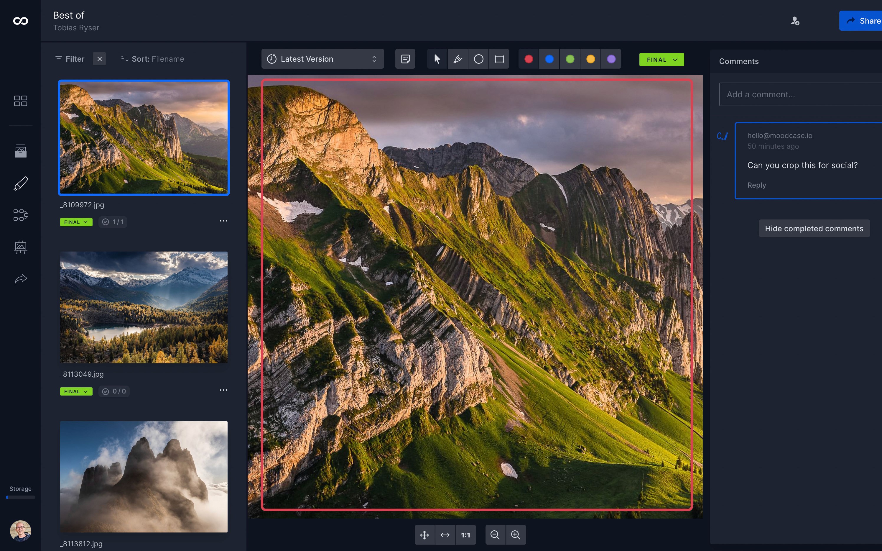 Proofing Galleries for Photographers - moodcase