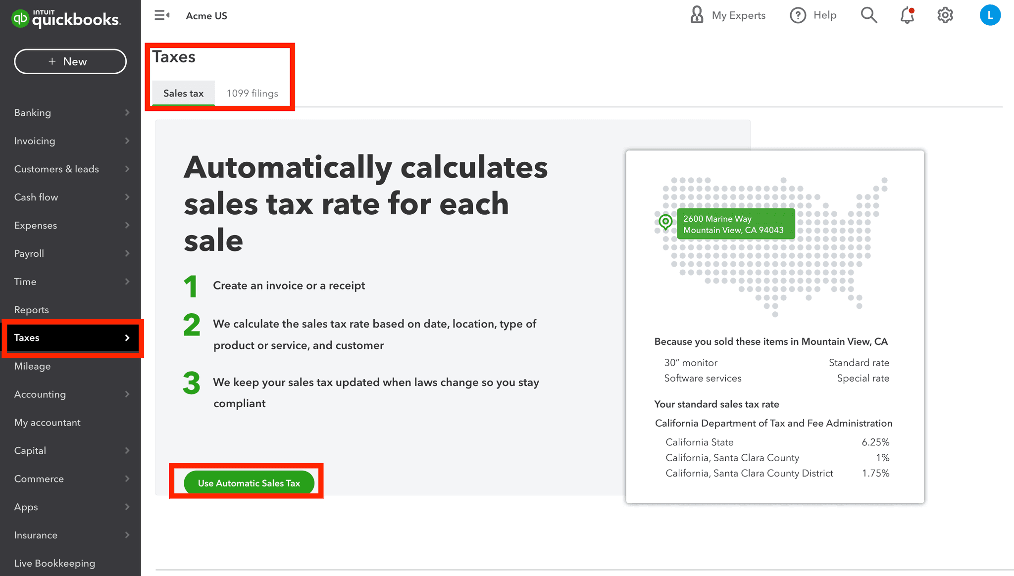 Handling Sales Tax And Sales Tax Reporting QuickBooks Online - LiveFlow ...
