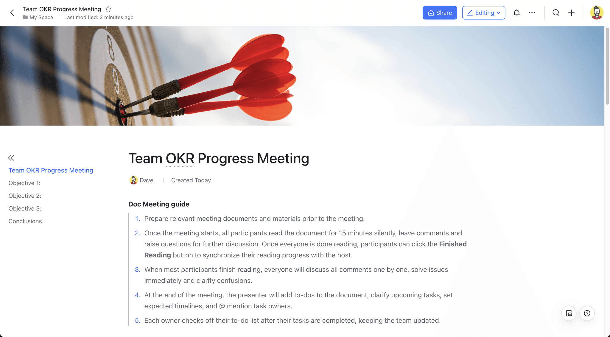 Team OKR Progress Meeting Template | Lark Templates